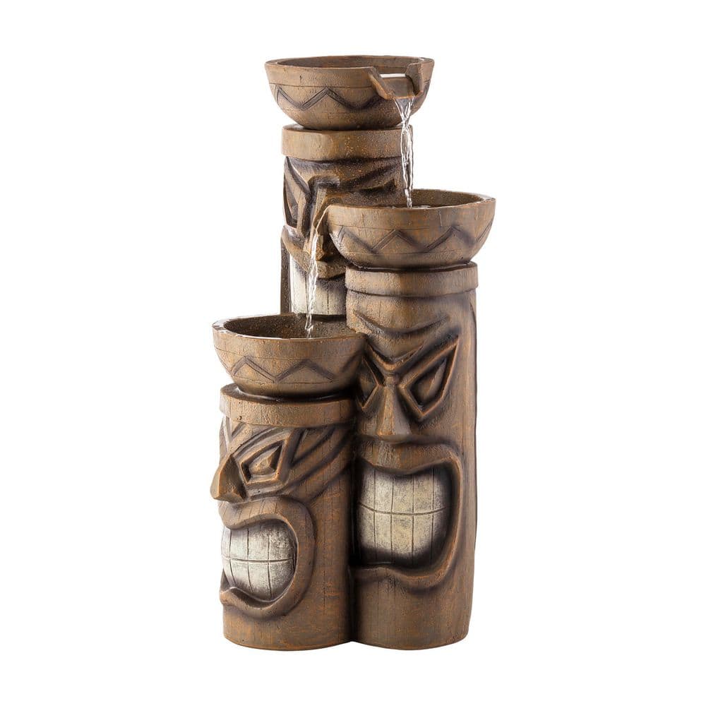 Alpine Corporation 29 in. Tall Outdoor 3-Tier Polynesian Tiki Head ...