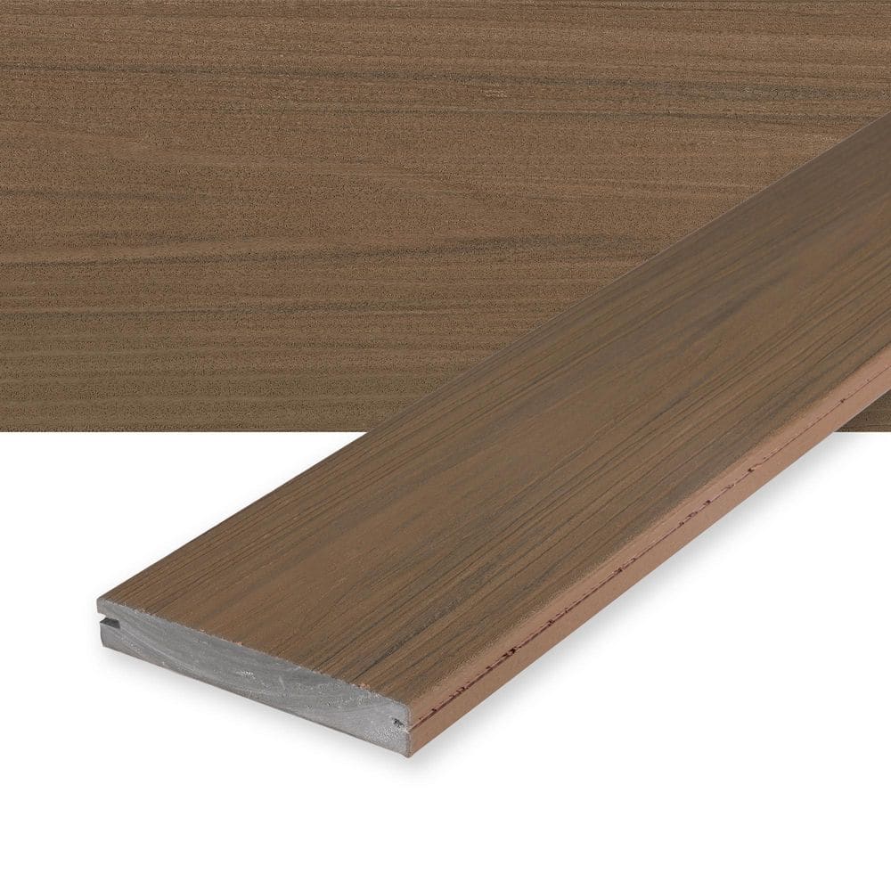 Deckorators Summit 1 in. x 6 in. x 12 ft. Boulder Brown Grooved Edge Composite Deck Board 669077 ...