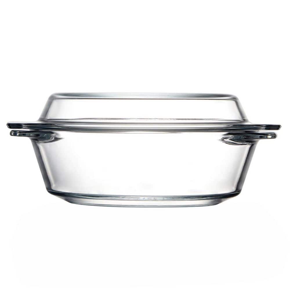 Anqtovp 1-Piece Clear Tempered Glass Casserole Dish with Lid ...