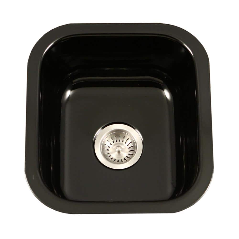 HOUZER Houzer Porcela 17 in. Black Porcelain Enamel Steel Undermount ...
