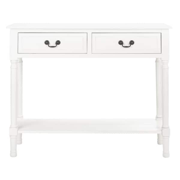 SAFAVIEH Primrose 13 in. Distressed White Rectangle Wood Console Table ...