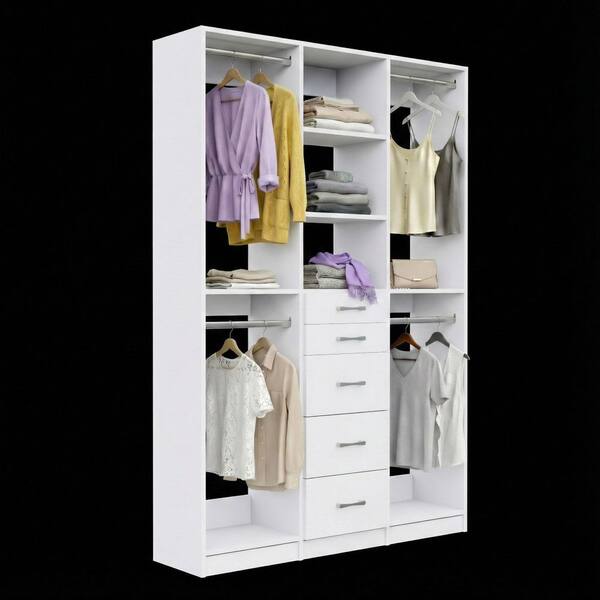 MODULAR CLOSETS Alto Collection 93 in W White Wall Mounted 2 Double ...