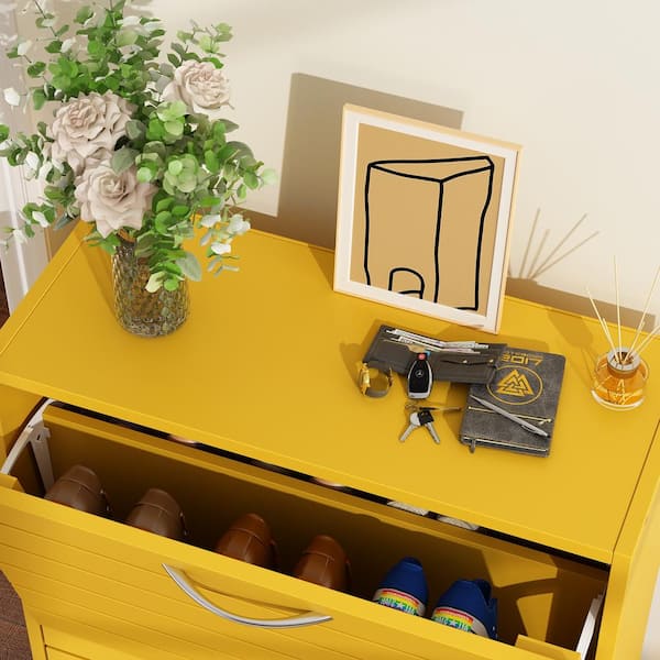 Yellow shoe cabinet store