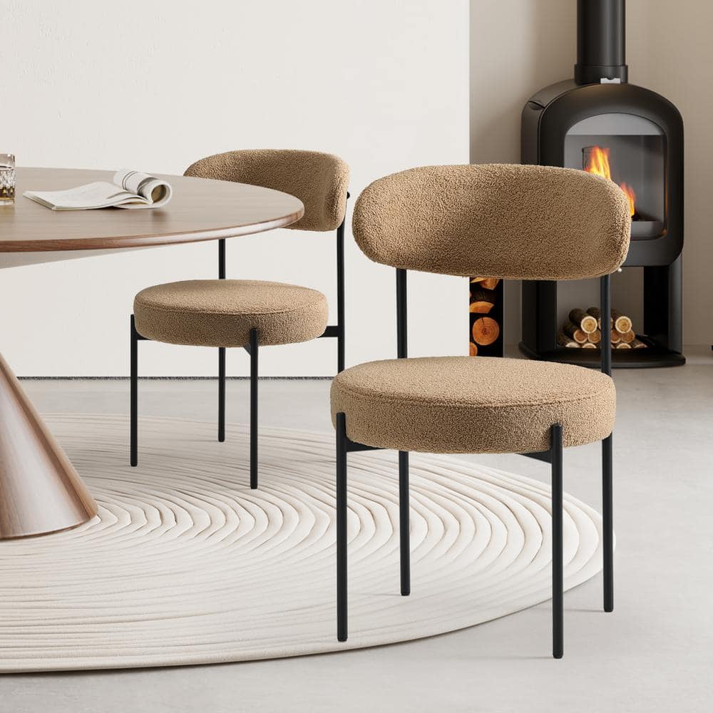 WESTINFURNITURE Bayville Modern Sherpa Upholstered Metal Frame Side ...