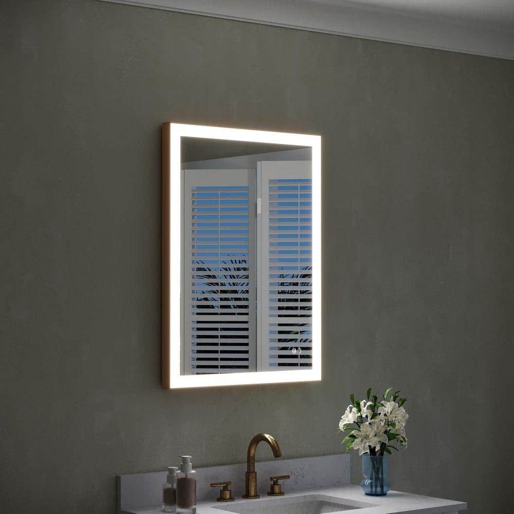 Eoviamne 24 in. W x 32 in. H Rectangular Framed Wall LED Bathroom ...