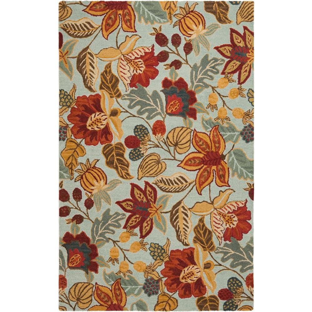SAFAVIEH Blossom Blue/Multi 9 ft. x 12 ft. Floral Area Rug BLM863A-9 ...