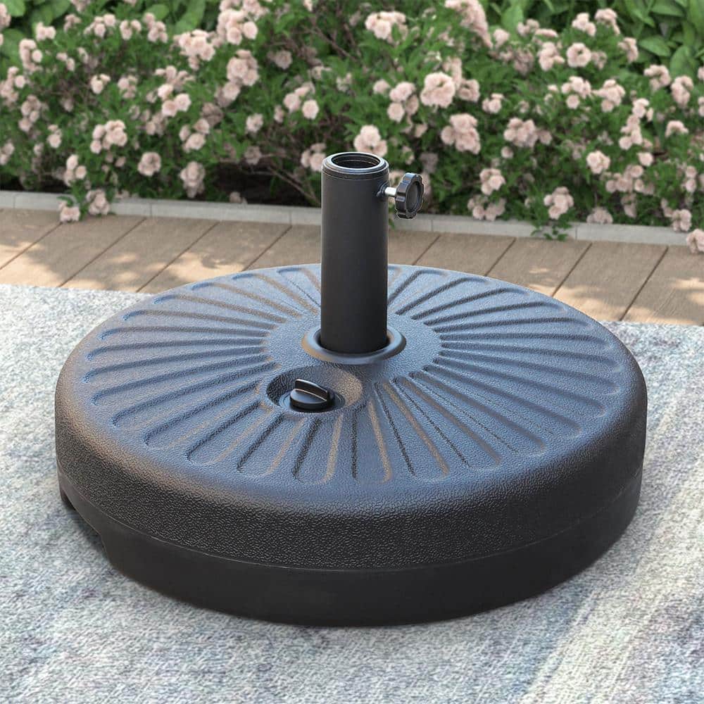 Maypex 46 lbs. Round Water Filled Plastic Patio Umbrella Base in Black ...