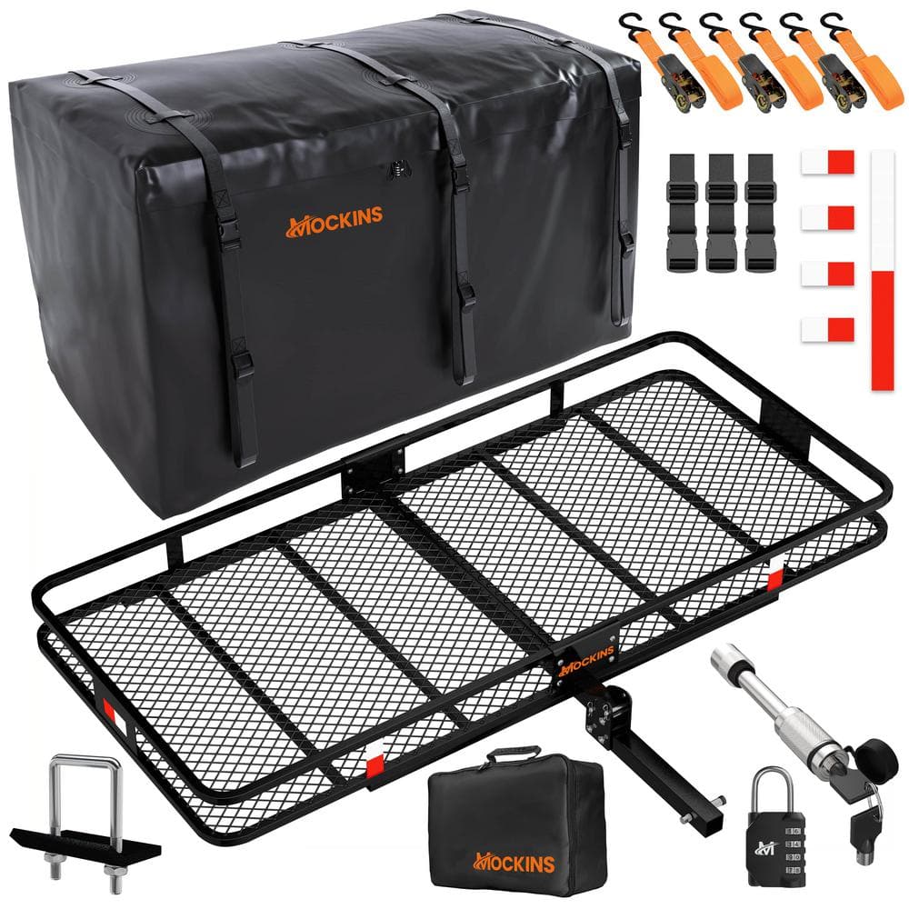 Mockins 70 in. x 30 in. x 6 in. Foldable Hitch Cargo Carrier with 500 ...