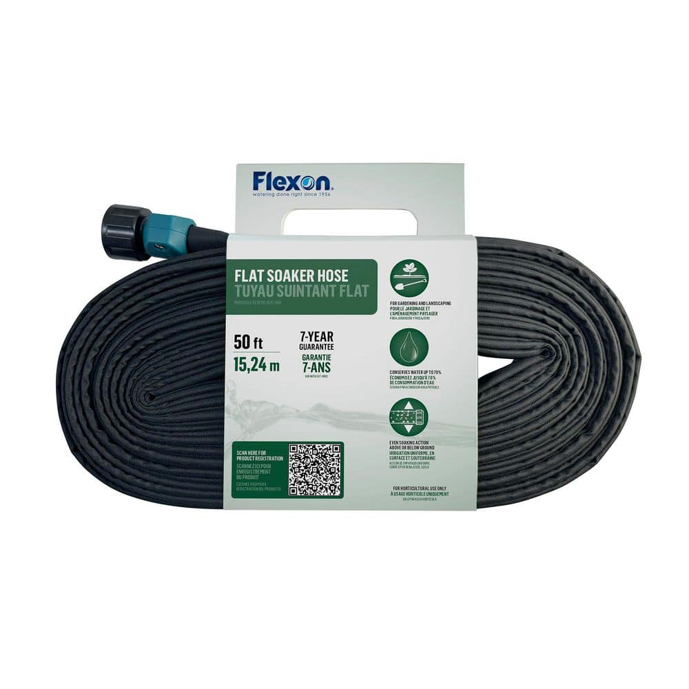 Flexon 3/8 in. Dia x 50 ft. Flat Fabric Soaker Hose WSFLATFAB50CN - The ...