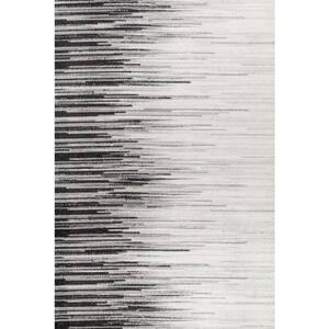 JONATHAN Y Linear Modern Half-Stripe Gray/Cream 3 ft. x 5 ft. Area Rug ...