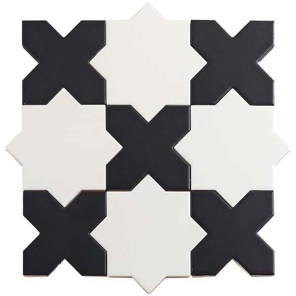 Apollo Tile Siena Grey 5.35 in. x 5.35 in. Matte Ceramic Cross-Shaped ...
