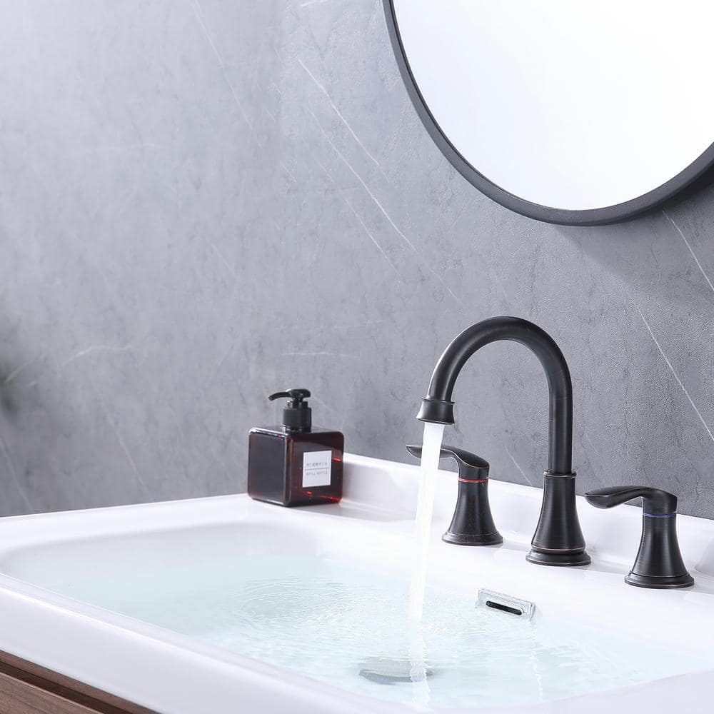Staykiwi 8 in. Widespread Double Handle Bathroom Faucet in Oil Rubbed ...