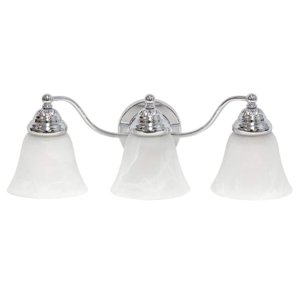 Lalia Home 7.5 in. 3-Light Chrome and Alabaster Shades Metal Glass ...