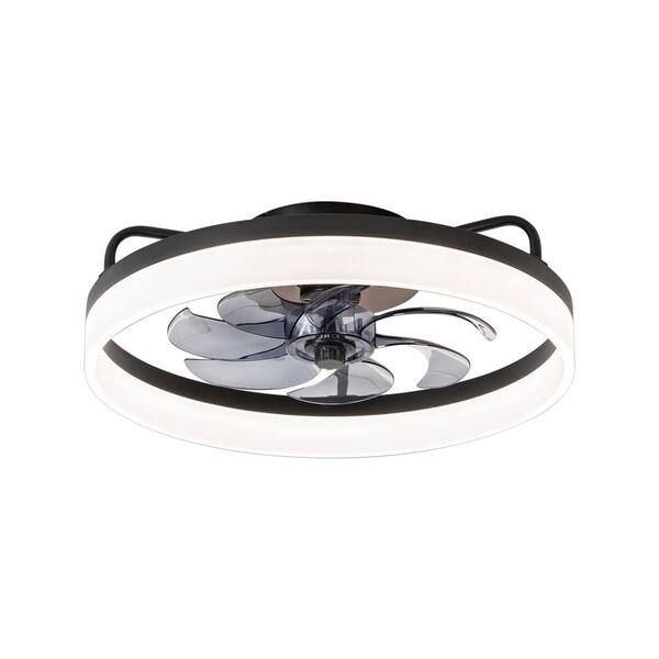 Breezary 19 in. Black Integrated LED Color Changing Flush Mount With ...