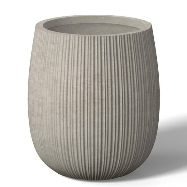 Morrava 14 in. Middle Light Gray Concrete Round Planter / Pot with ...
