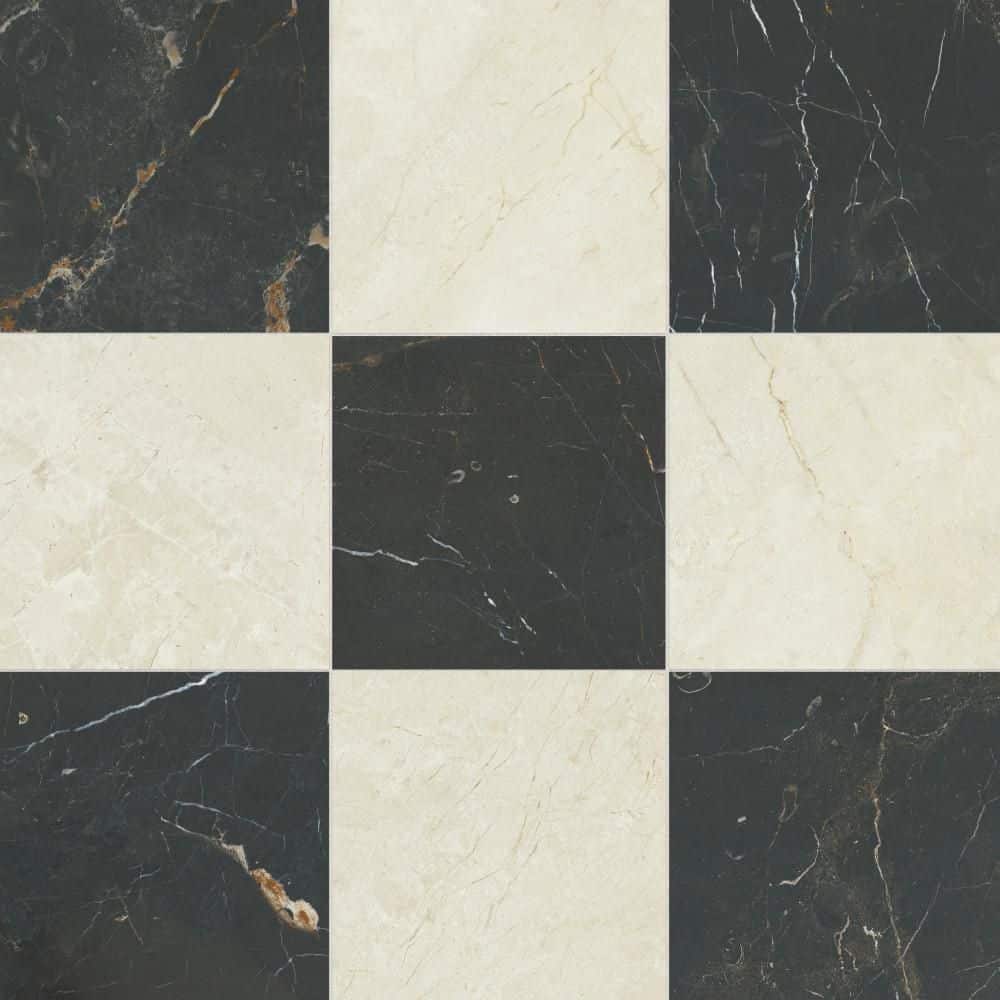 Merola Tile Reve Checker Beige with Noir 12 in. x 12 in. Porcelain ...