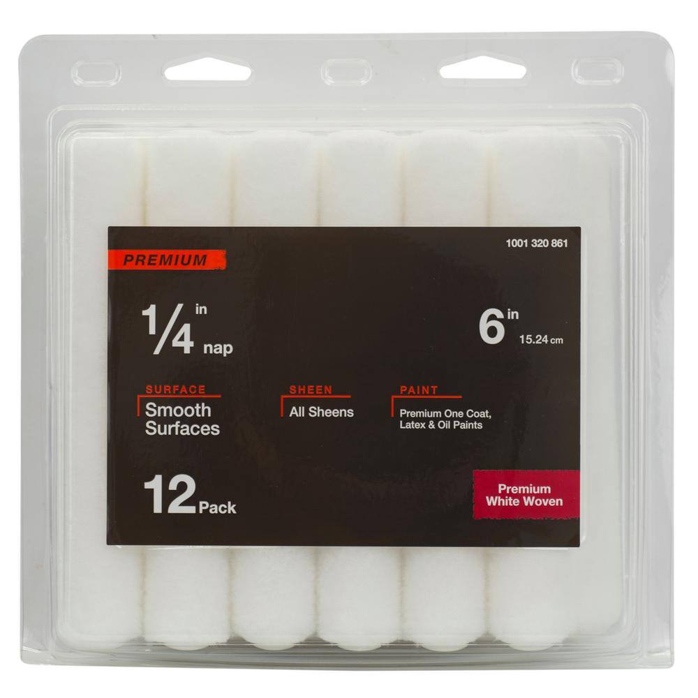 6 in. x 1/4 in. Shed Resistant White Woven Mini Paint Roller (12-Pack ...