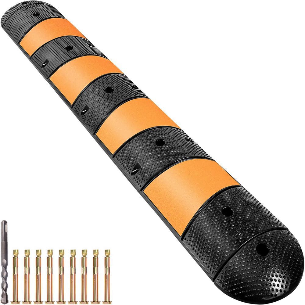 VEVOR Rubber Speed Bump 2 Channel 72 in. x 12 in. Garage Speed Bump ...