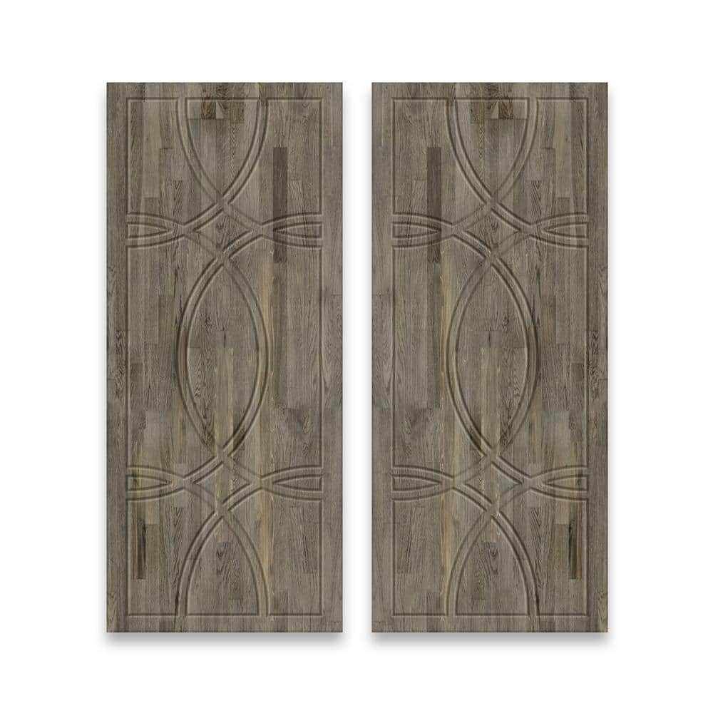 CALHOME 48 in. x 84 in. Hollow Core Weather Gray Stained Pine Wood ...