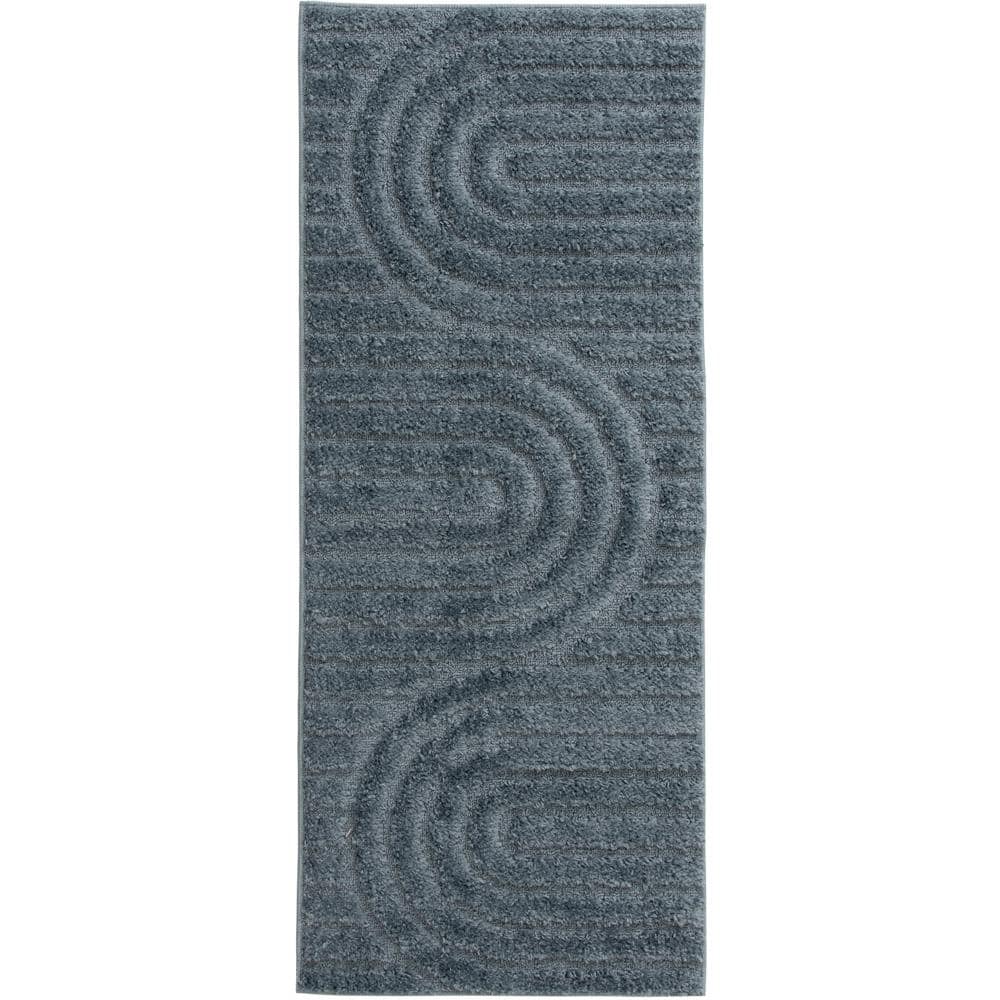StyleWell Oathil Stone Blue 2 ft. x 5 ft. Geometric Runner Rug AT2460 ...
