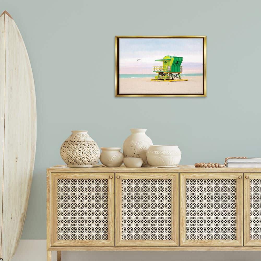 Stupell Industries Lime Green Lifeguard Hut by 7 Trees Design Gold ...