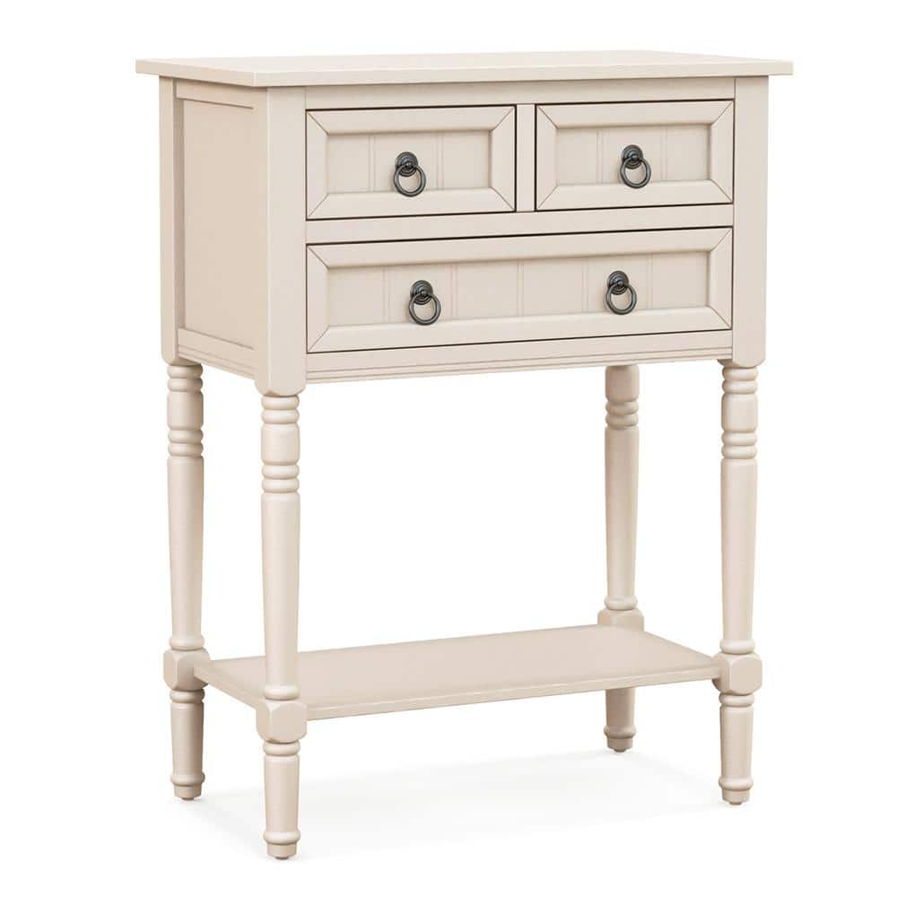 Costway 24 in. Beige Rectangle Wood Console Table Entryway Table with 3 ...