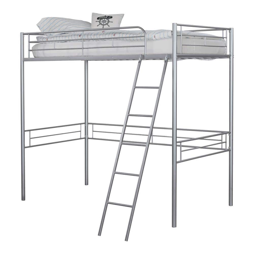 Furniture of America Summit Silver Twin Loft Bed with Full Metal ...