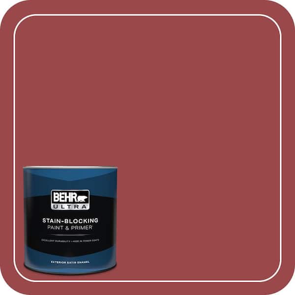 BEHR ULTRA 1 qt. #150D-7 Regal Red Satin Enamel Exterior Paint & Primer ...