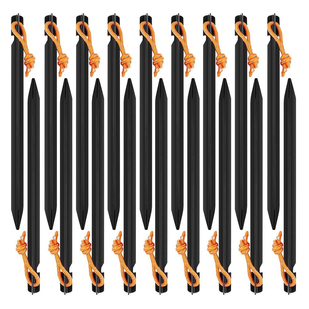 Wellco 7.2 in. Aluminum Alloy Black Triangular Tent Pegs Stake with ...