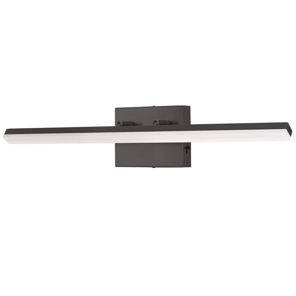 YANSUN 24-Watt 1-Light 24 in. Wall Sconce Vanity Light in Black ...