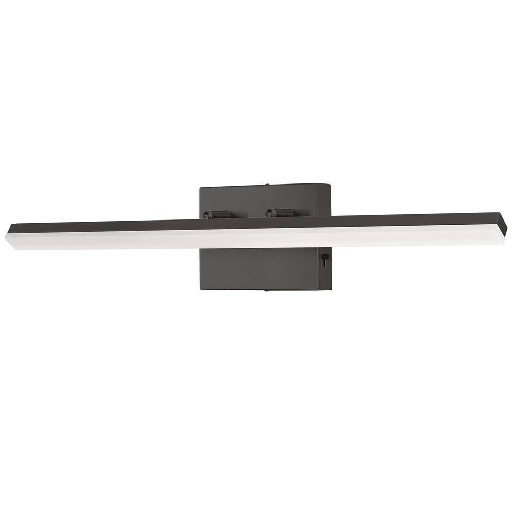 YANSUN 24-Watt 1-Light 24 in. Vanity Light in Black, Integrated LED ...