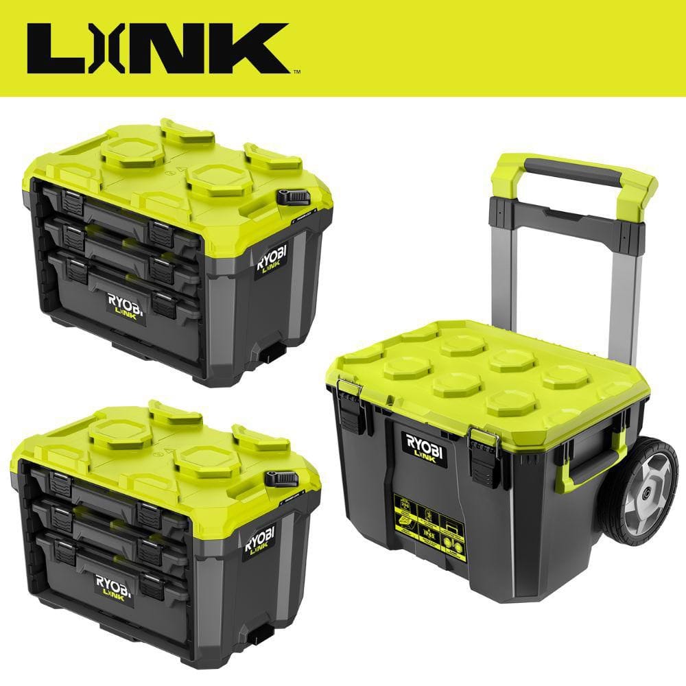 RYOBI LINK 22.2 in. Rolling Tool Box with LINK Compact Drawer Set (Set ...