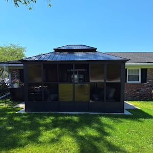 PURPLE LEAF 12ft. x 16ft. Patio Hardtop Gazebo Double Top PC Mesh ...