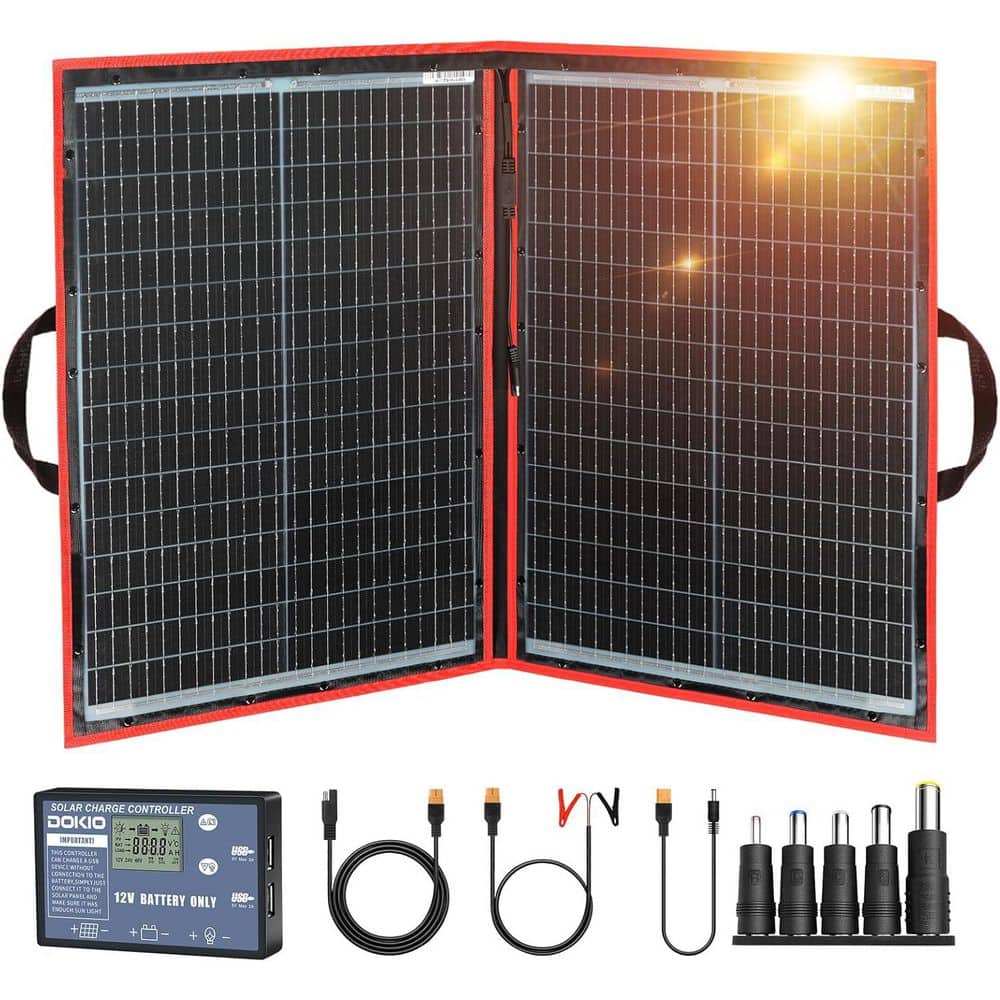 Vrbgify 110W Portable Foldable Solar Panel Kit with PWM Controller and ...