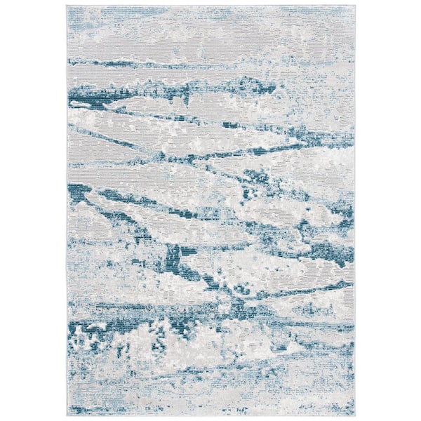 SAFAVIEH Meadow 4 ft. x 6 ft. Light Gray/Blue Abstract Striped Area Rug ...