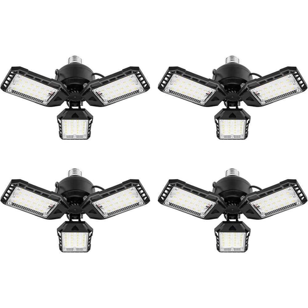 Lukyamzn 80-Watt 8000 Lumen LED Garage Ceiling Lights with 3 Deformable ...