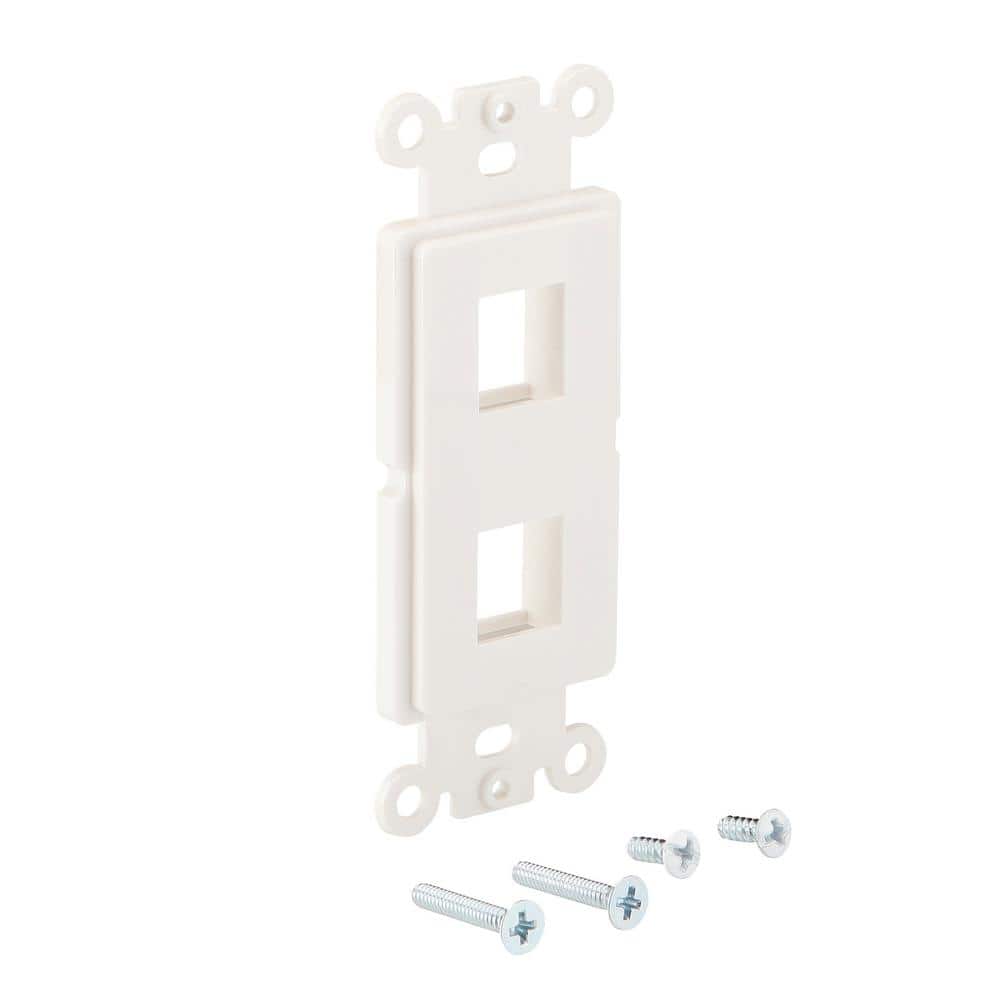 Commercial Electric 1-Gang 2-Port Plastic Wall Plate Insert, White ...