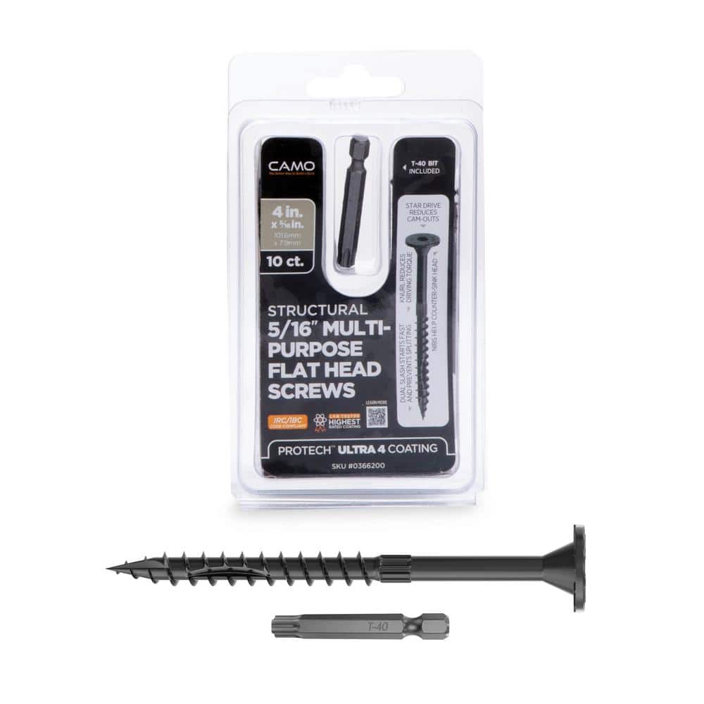 CAMO 5/16 in. x 4 in. Star Drive Flat Head Multi-Purpose + Multi-Ply ...