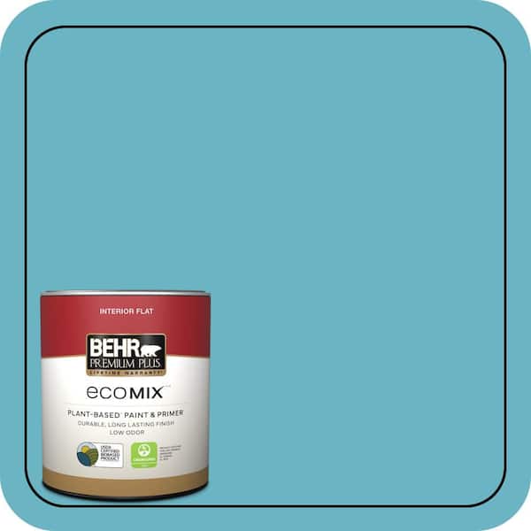 BEHR PREMIUM PLUS 1 qt. #530D-5 Riverside Blue Flat EcoMix Plant-Based ...