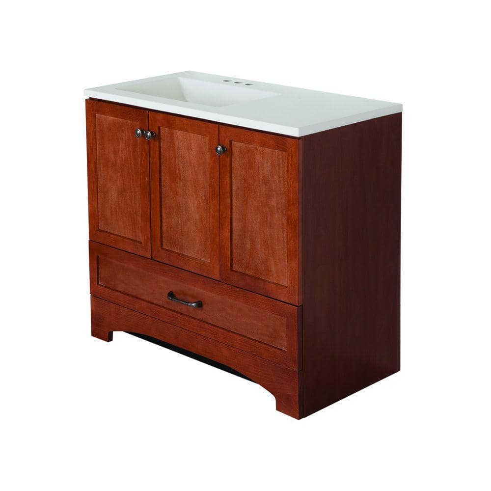 Glacier Bay Lancaster 36 in. Vanity in Amber with Offset Left Alpine ...
