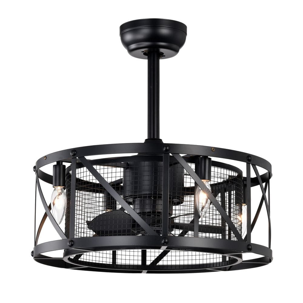 MODERN HABITAT AuroraBreeze Blade Span 21 in. Indoor Matte Black Caged ...