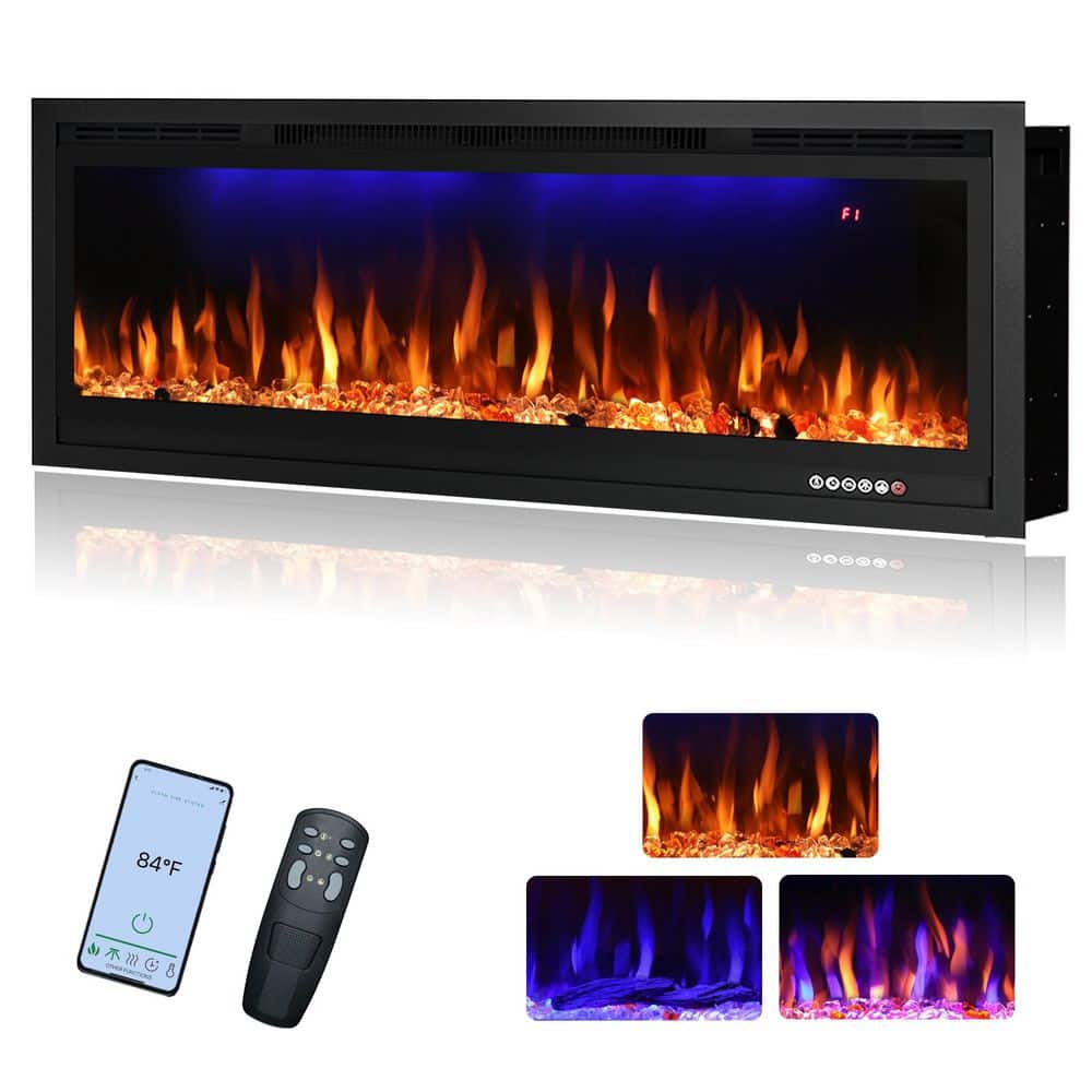 Delandgrand 42 in. Smart Electric Fireplace Inserts with APP Control in ...
