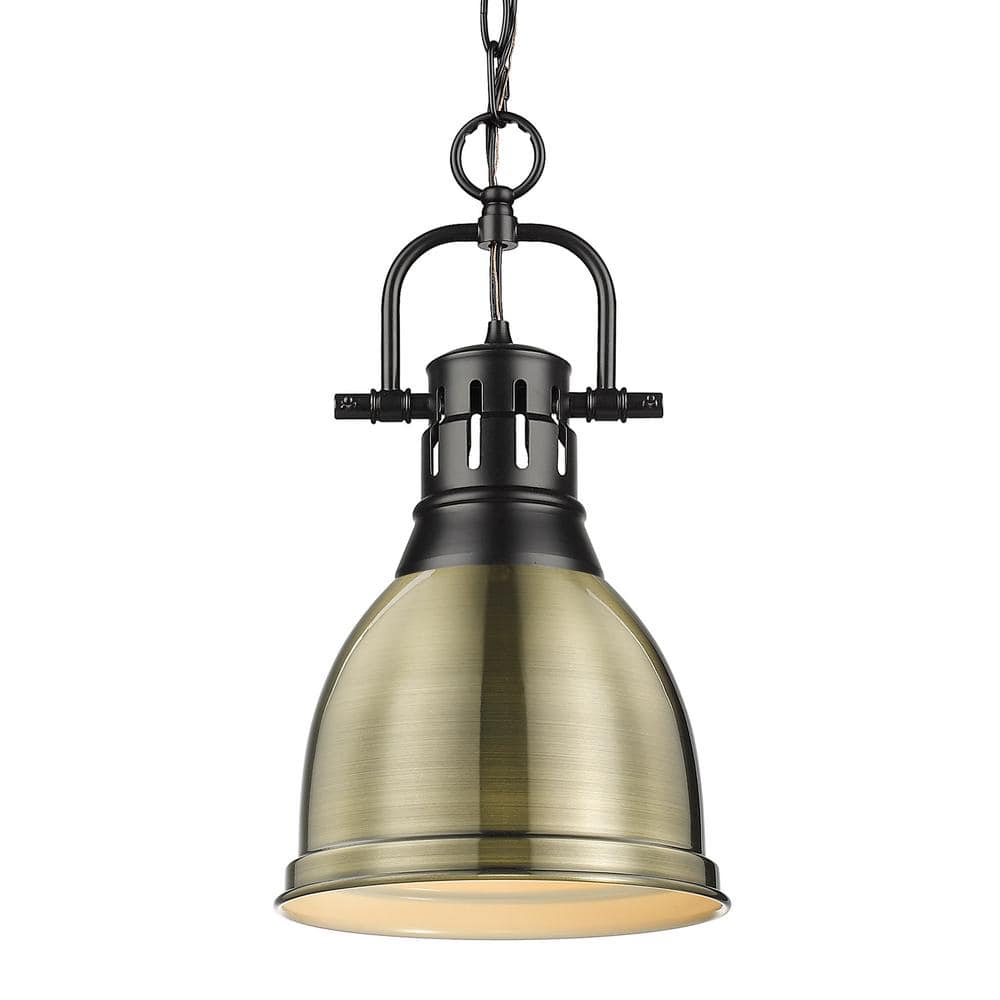 Golden Lighting Duncan 1-Light Matte Black Standard Mini Pendant with ...