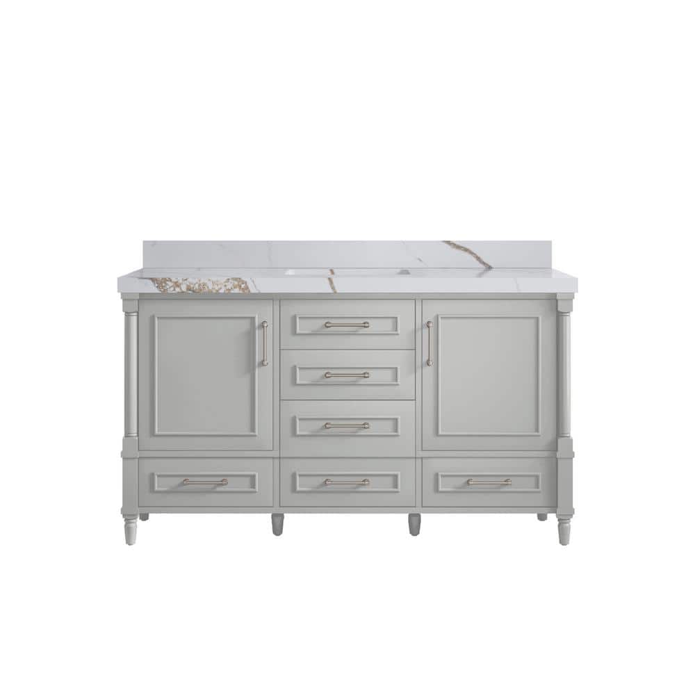 Willow Collections Hudson 60 in. Single Sink Freestanding Coventry Gray ...