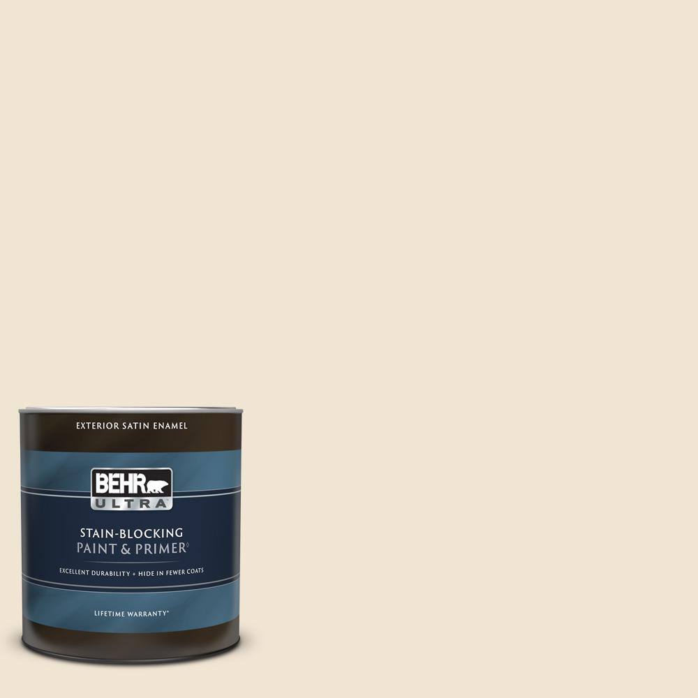 BEHR ULTRA 1 qt. #N290-1 Original White Satin Enamel Exterior Paint ...
