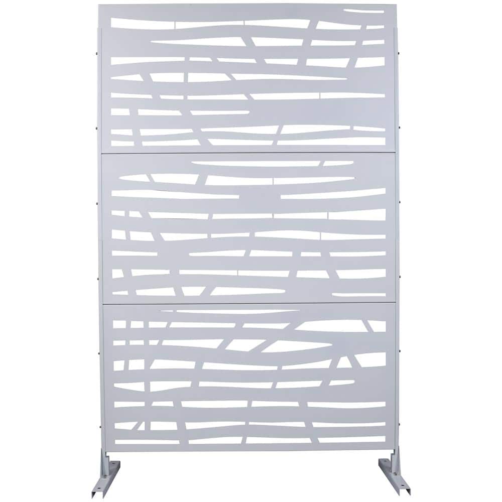 Kahomvis 6.3 ft. x 4 ft. White Outdoor Steel Decorative Privacy Screen ...