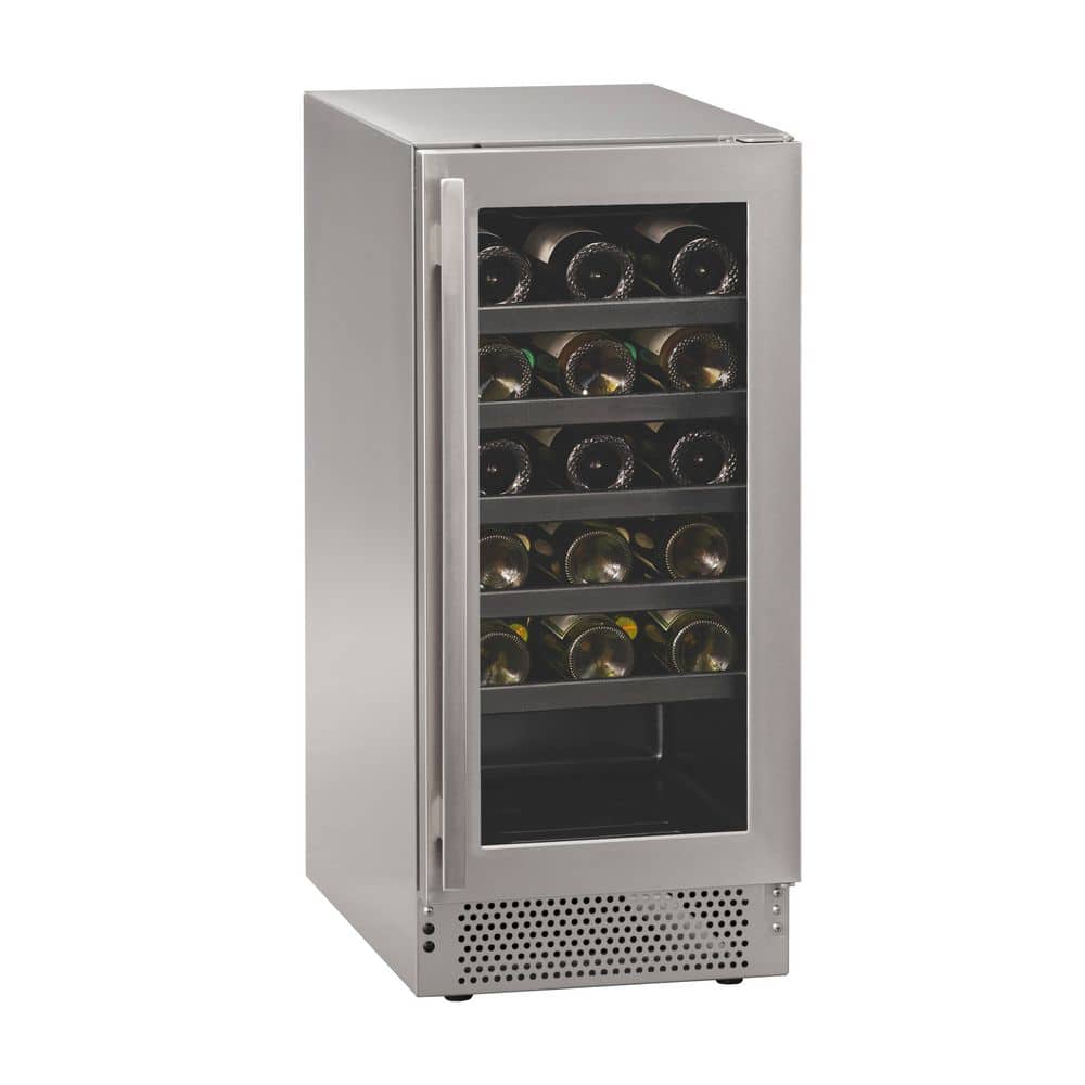 Marvel 25 Bottle Wine Cooler 15 in. Stainless Steel Glass Door 15WIN-SG01A - The Home Depot