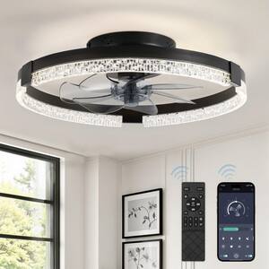 HINNIXY 20 in. Smart Indoor Black Ceiling Fan with Integrated LED Light ...