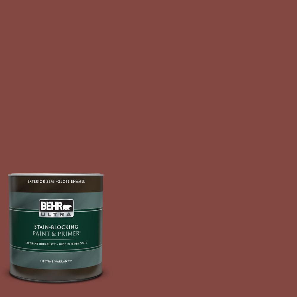 BEHR ULTRA 1 qt. #S-H-170 Red Brick Semi-Gloss Enamel Exterior Paint ...
