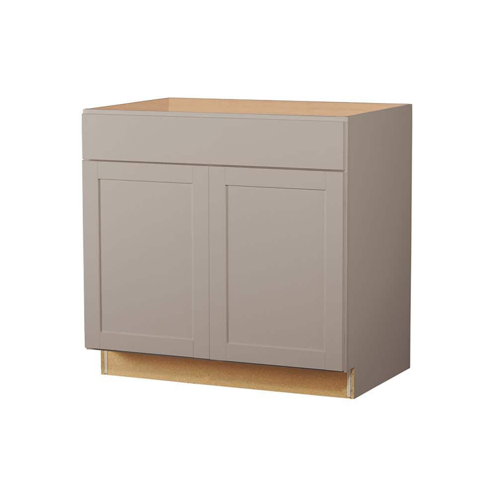 Hampton Bay Westfield Dusk Gray Shaker Stock Assembled Sink Base Kitchen Cabinet (36 in. W x 23. ...